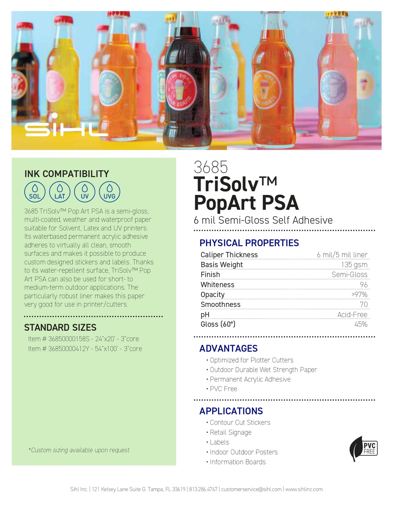 SIHL TriSolv™ PopArt PSA for Paper Adhesive Sticker — Premier Colour