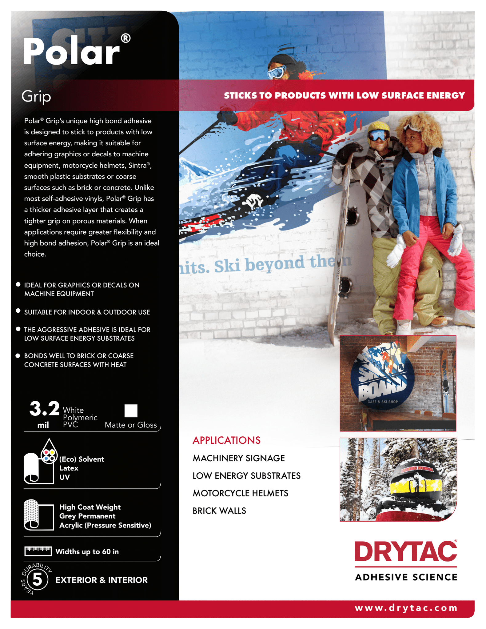 Drytac Polar Grip White Vinyl, Matte, 3.2mil — Premier Colour