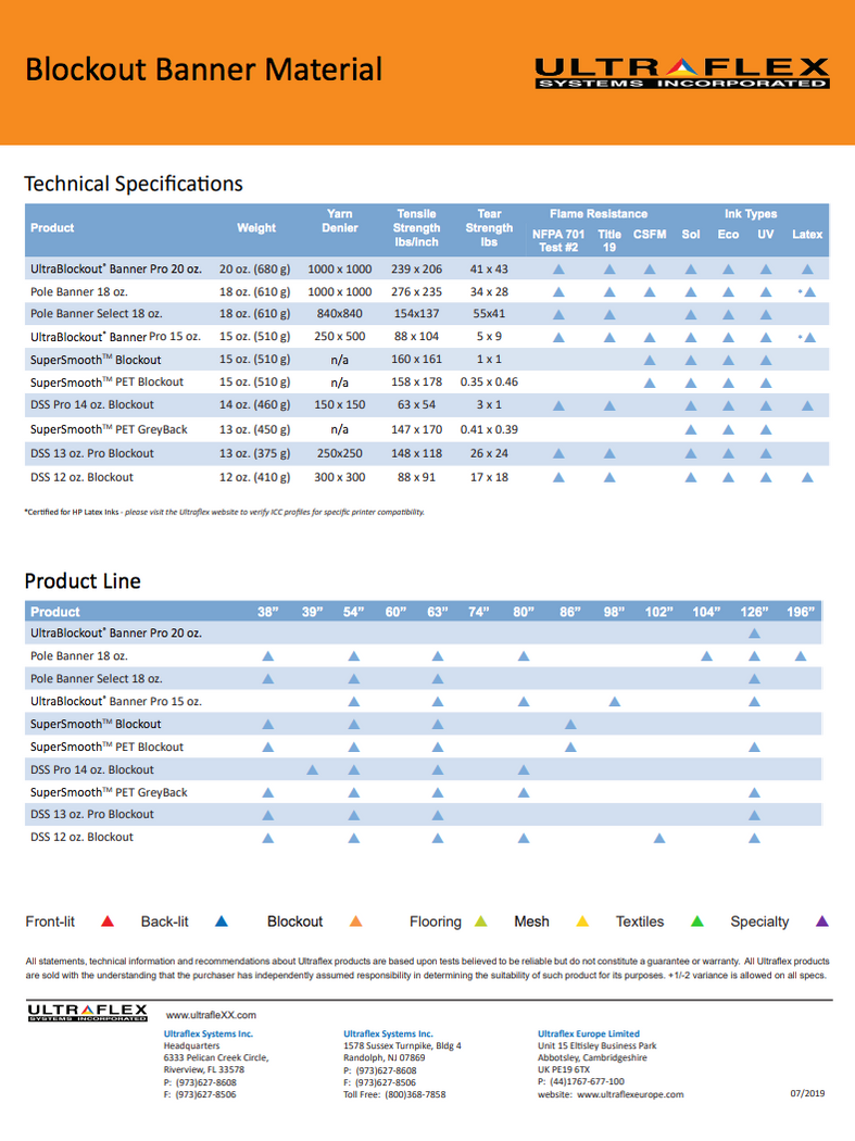 Ultraflex Pole Banner 18oz Blockout, Matte — Premier Colour